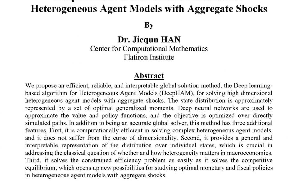 Department of Mathematics - MATH/IEDA Joint Seminar - DeepHAM: A Global Solution Method for ...